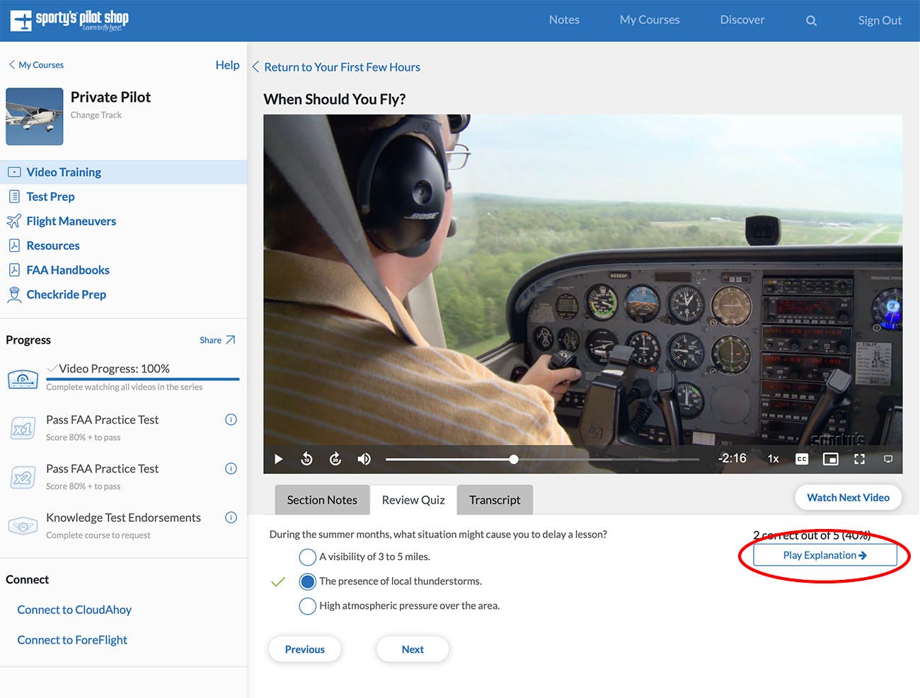 Five overlooked features in Sporty's Learn to Fly Course : Flight ...